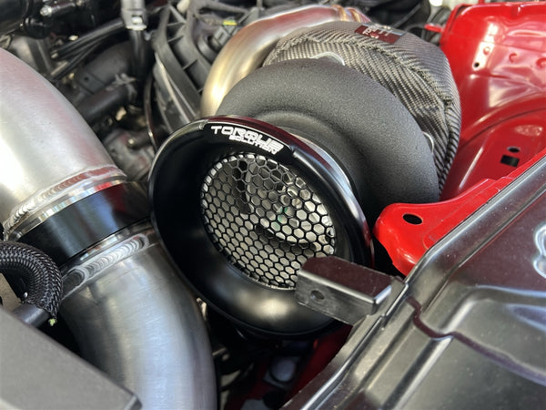 Torque Solution Billet Turbo Velocity Stack Shield For 4in Inlet - Bla