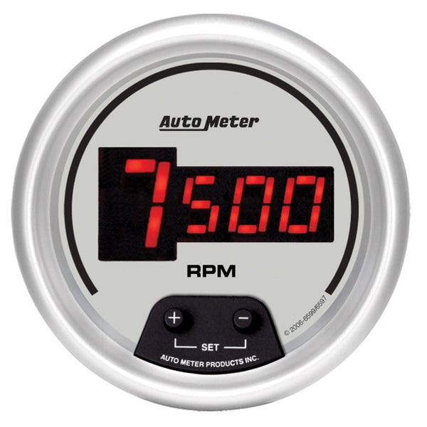 AutoMeter Gauge Tach 3-3/8in. 10K RPM In-Dash Digital Silver Dial W/ R